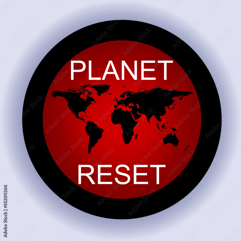 Vector illustration of planet earth reset button. Global problems of ...