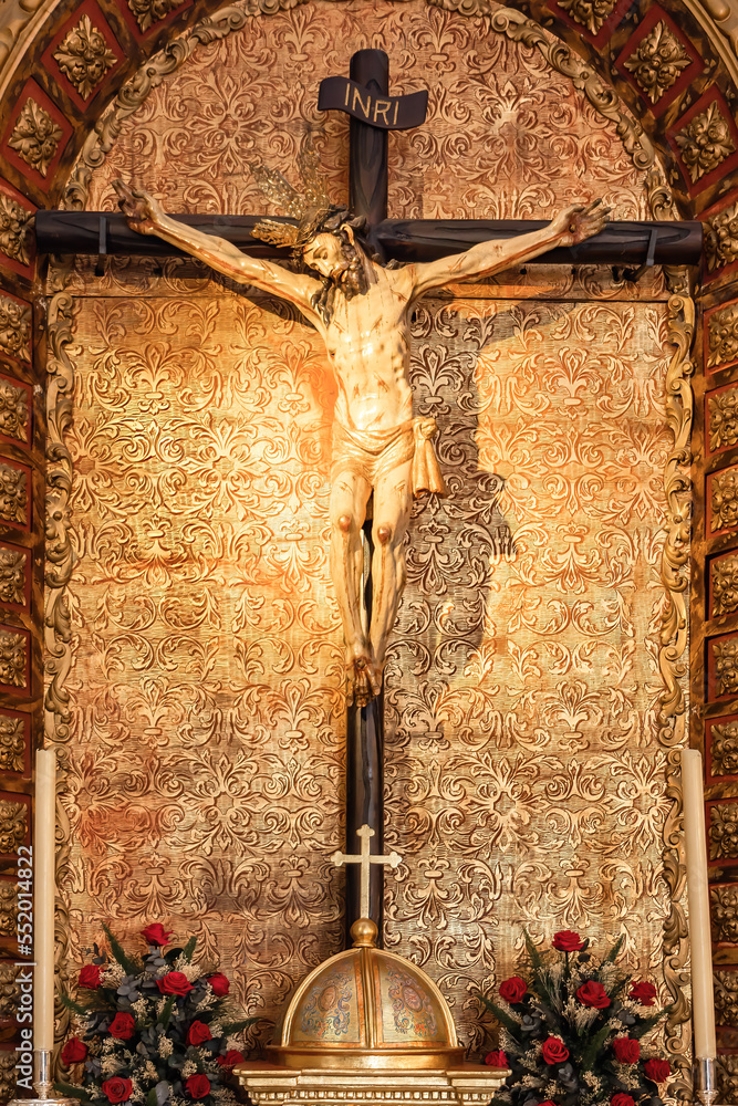 Poster Image of Our Lord Jesus Christ crucified in the altar of a Church – Wall Art | UkPosters