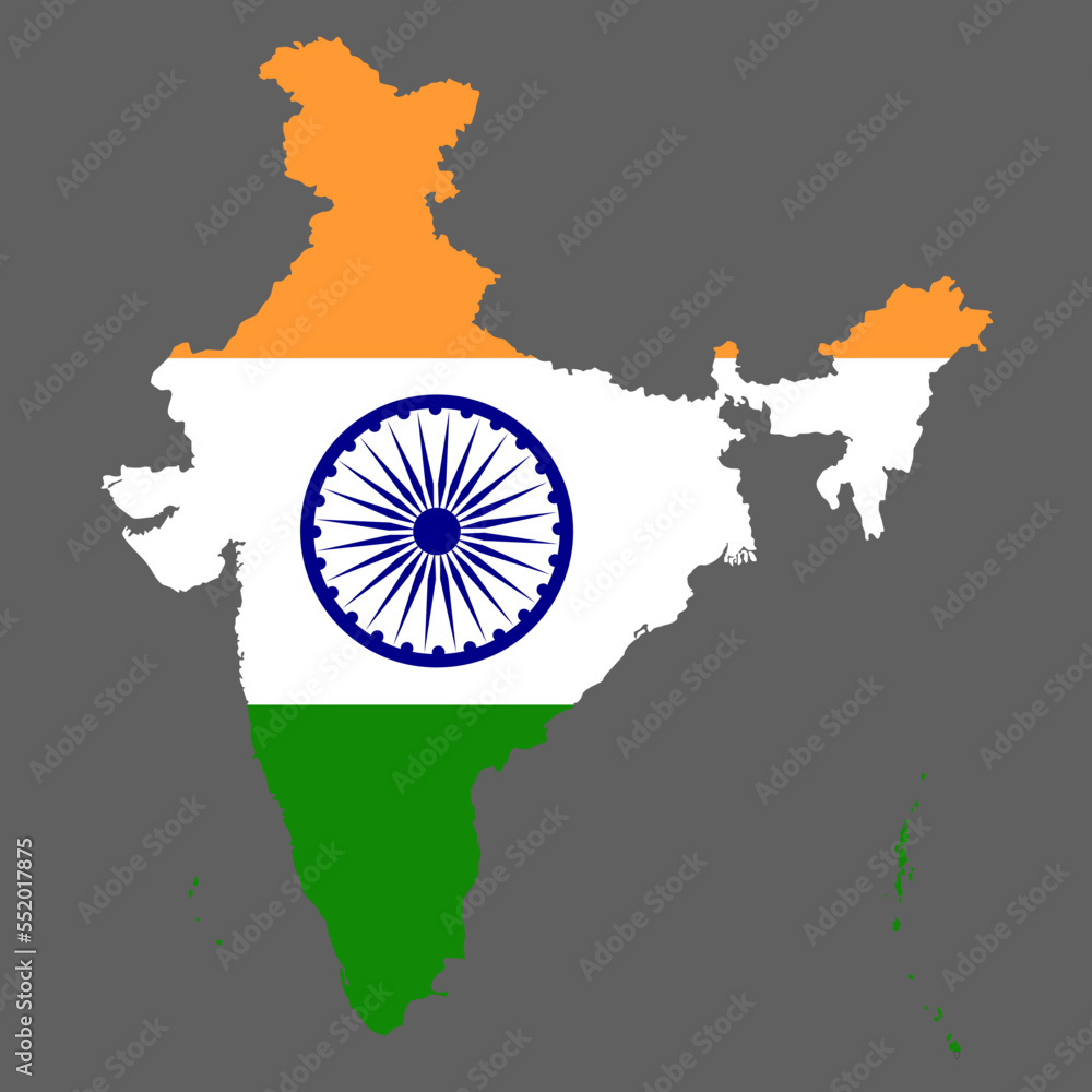 India map with flag asian cartography Stock Vector | Adobe Stock