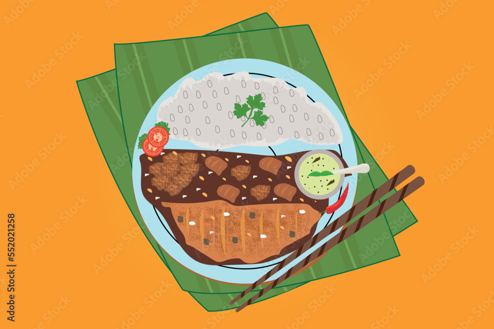 Curry rice plate asian traditional food design Stock Vector | Adobe Stock