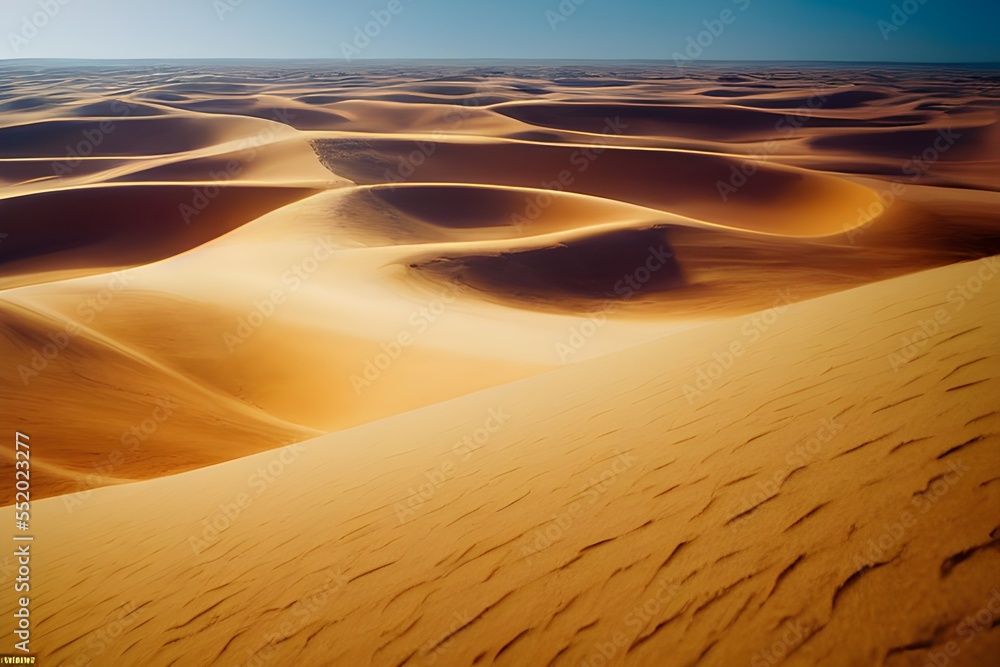 A desert stretching into the horizon with endless sand dunes. Stock ...