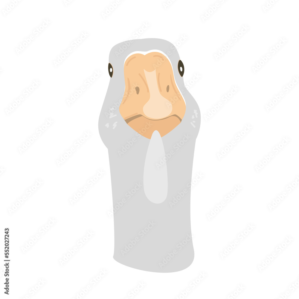 Goose head cartoon vector illustration isolated on white. Flat style ...