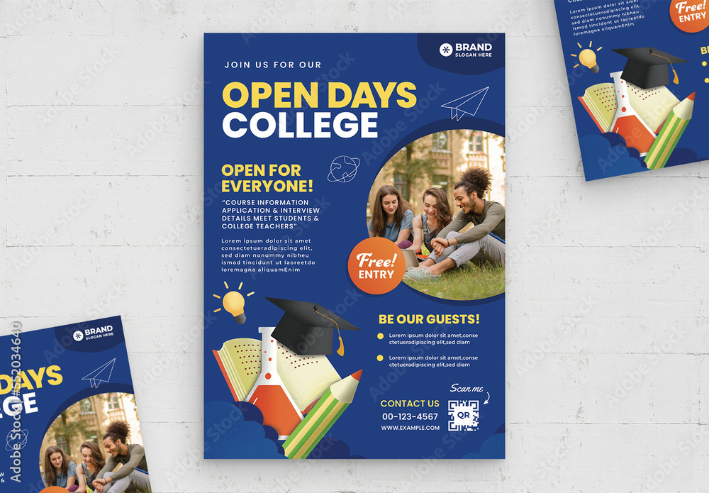 College Open Day Flyer Template Stock Template | Adobe Stock