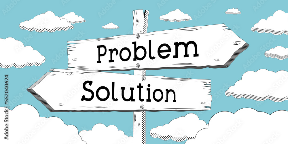 Problem, solution - outline signpost with two arrows Stock Illustration ... Problem, solution - outline signpost with two arrows Stock Illustration ...