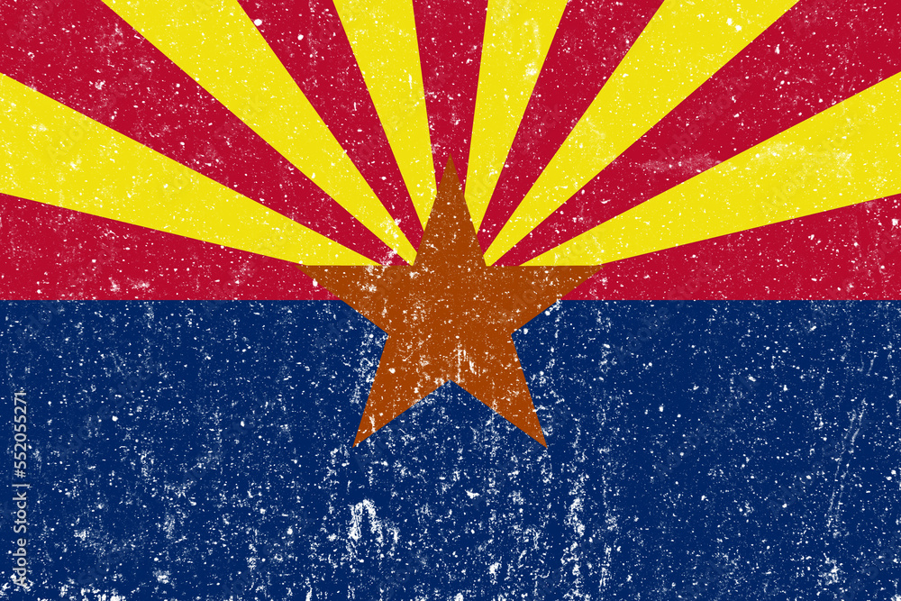 New concept Arizona flag White messy wall stucco texture background ...