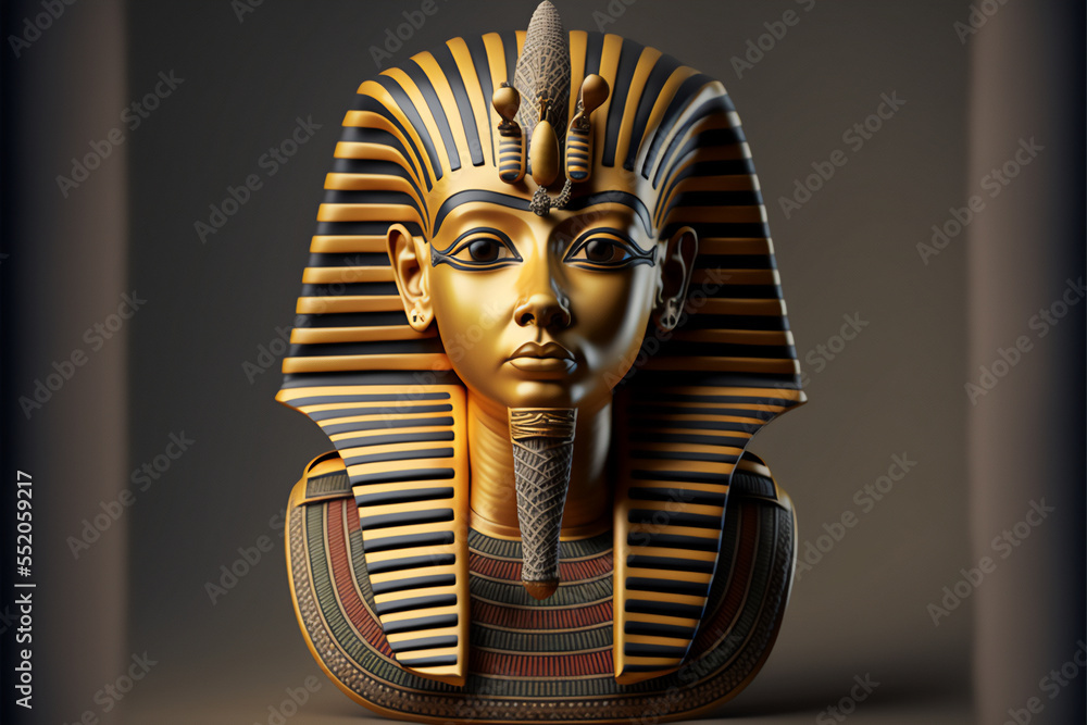 Mask of Egyptian pharaoh, display, background, mock-up, copy space, 3d ...