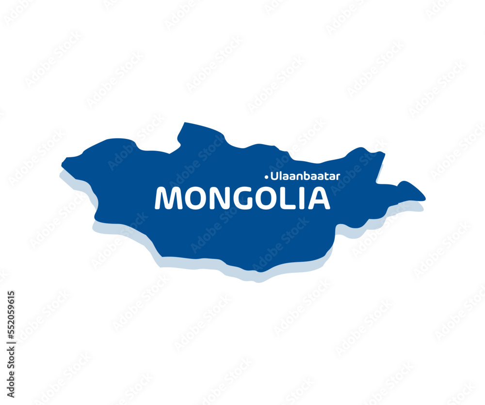 Mongolia, map silhouette with capital Ulaanbaatar logo design ...