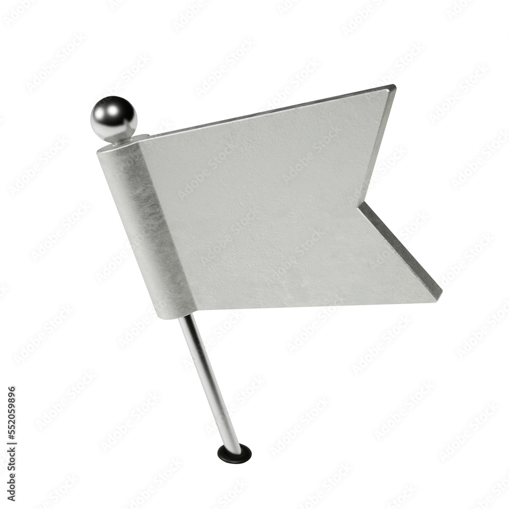 A board pin in the shape of a white flag. The flag is tilted to the ...