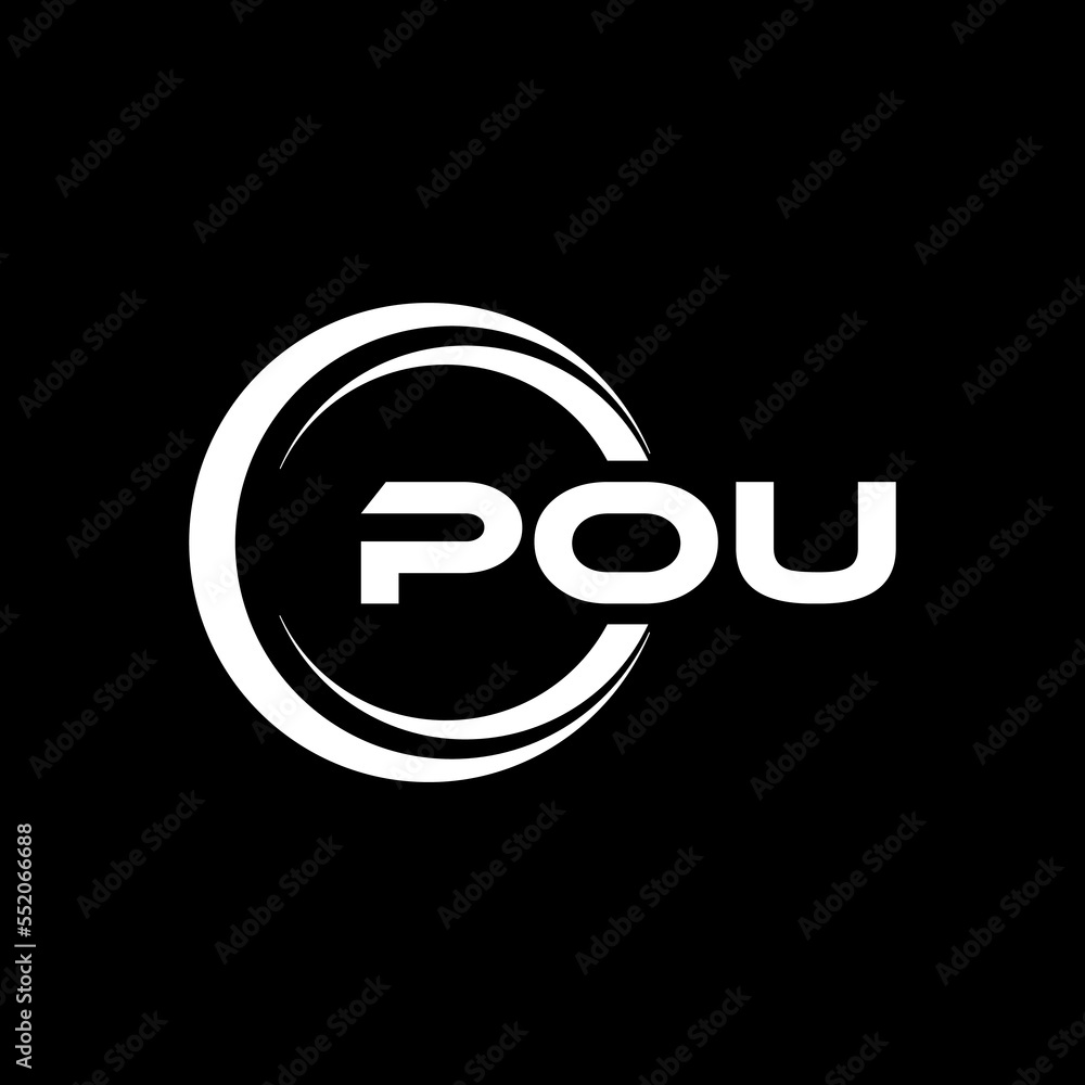 POU letter logo design with black background in illustrator, cube logo ...