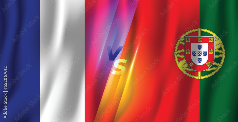France vs Portugal 3d waving flag banner illustration background Stock ...