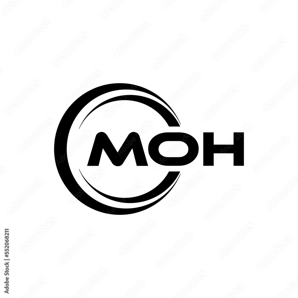 MOH letter logo design with white background in illustrator, cube logo ...