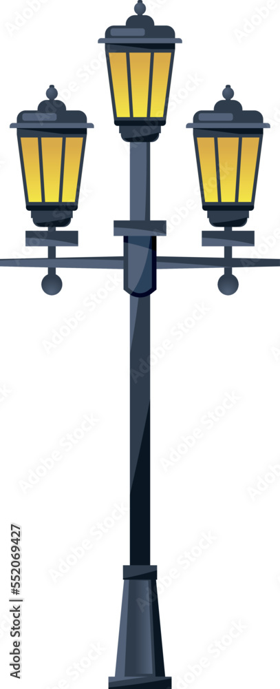 Vintage street light post. Cartoon city lamp Stock Vector | Adobe Stock