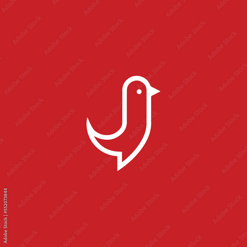 Chicken monoline vetor logo design with red background Stock Vector ...