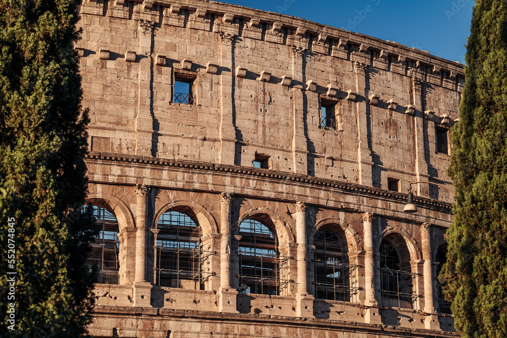 Rome, Italy- November 2022: The beautiful architecture of the Colosseum ...