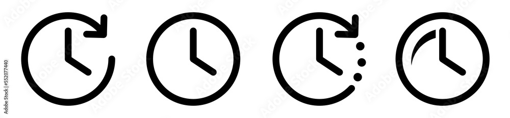 Clock with arrow circle set. Time icon symbol. Time and Clock icons set ...