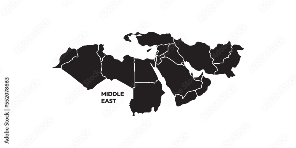 Map middle east silhouette vector background illustration Stock Vector ...
