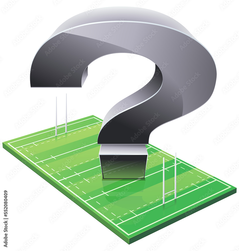 Grass rugby pitch with its white markings and its goal posts on which a ...