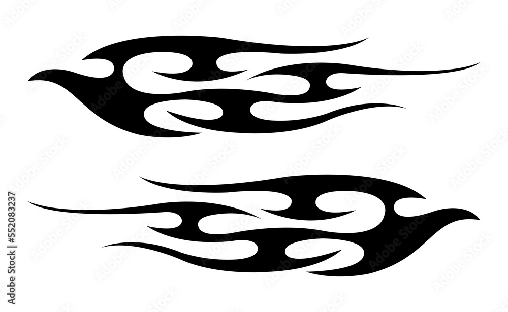 Tribal fire flame car tattoo motorcycle sticker race car decal vector ...