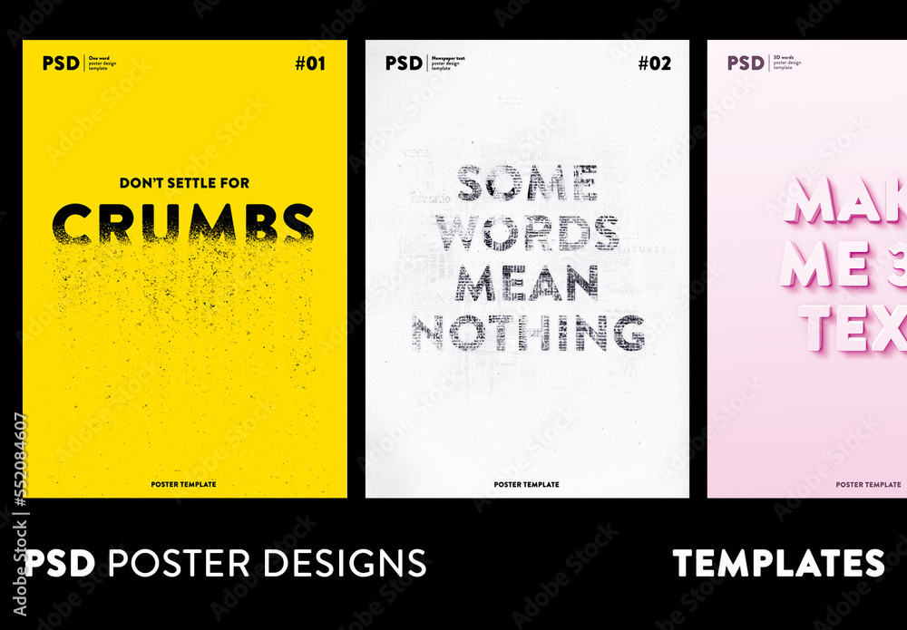 3 psd typographic poster design templates Stock Template | Adobe Stock