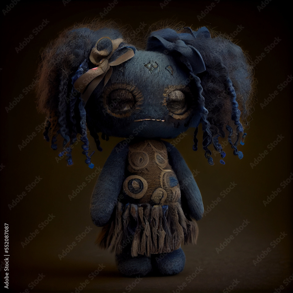 Creepy Voodoo Doll in Dark Room. Generative AI Stock Illustration ...