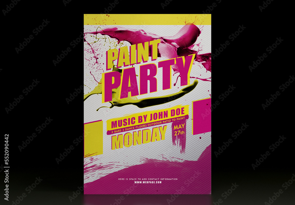 Paint Party Flyer or Poster Stock Template | Adobe Stock
