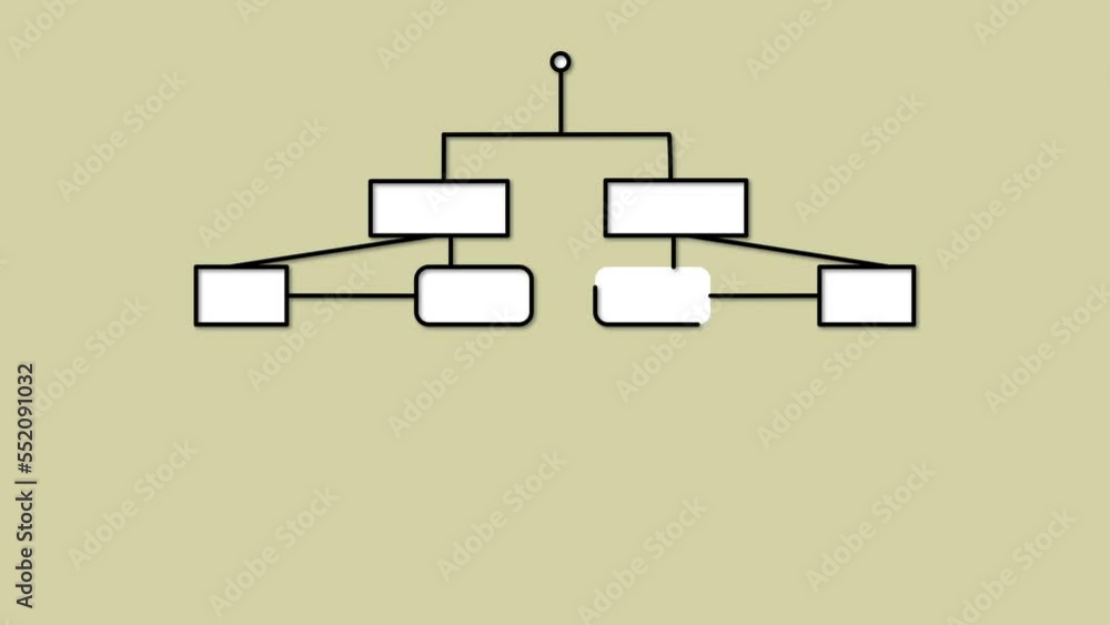 Decision tree, flow chart self drawing animation. Blue grey background ...