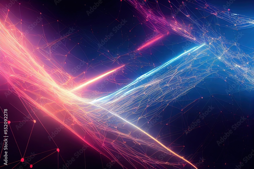 Futuristic data flow, data transfer technology. Cyberpunk, big data and ...