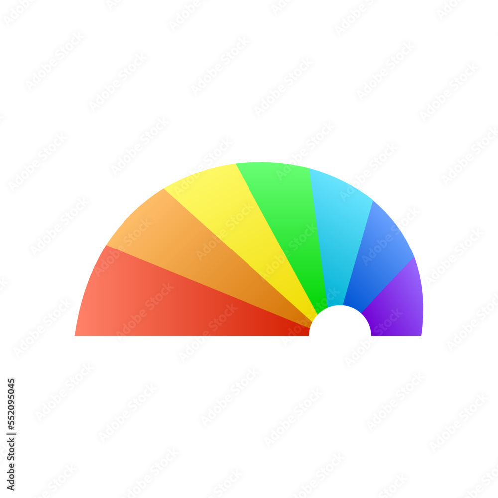 Cute rainbow arc with vertical stripes skewed to right sticker. Vector ...