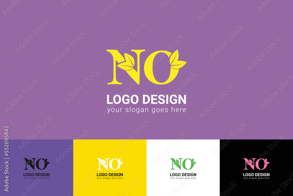 Ecology NO letters logo with green leaf. NO letters eco logo with leaf ...