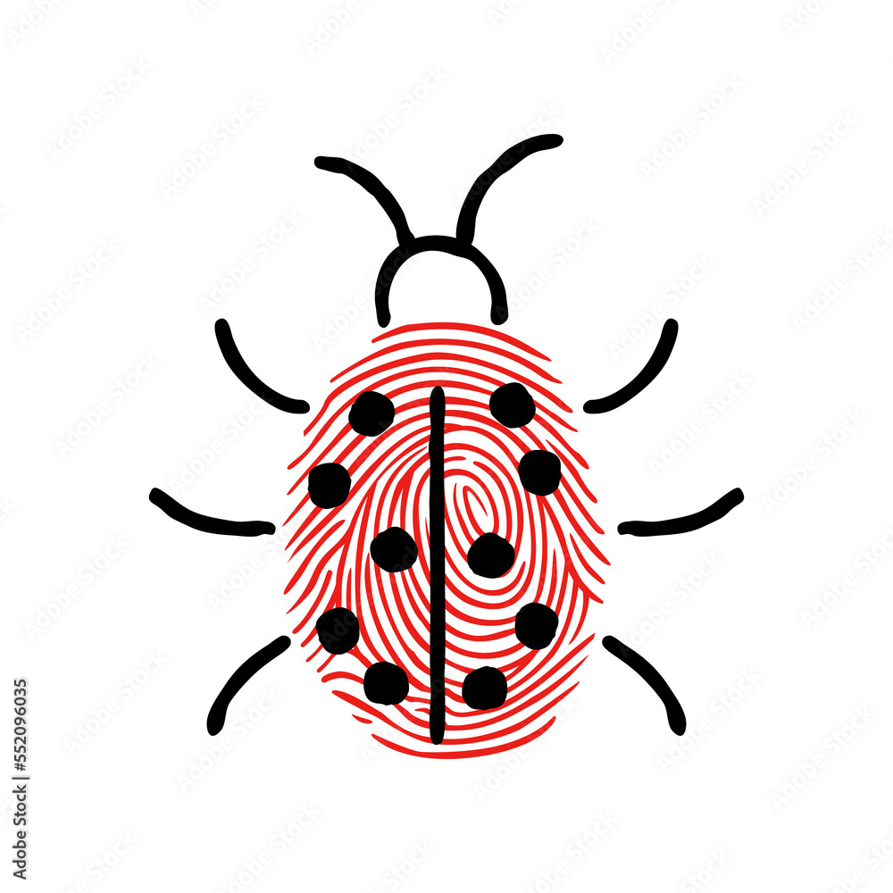 Cute fingerprint ladybug cartoon illustration. Idea for painting ...