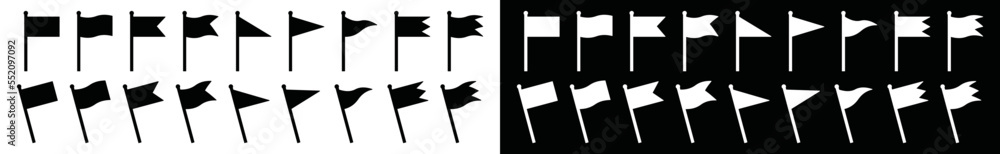 Flag icon set. Simple flag fluttering in flat style for apps and ...