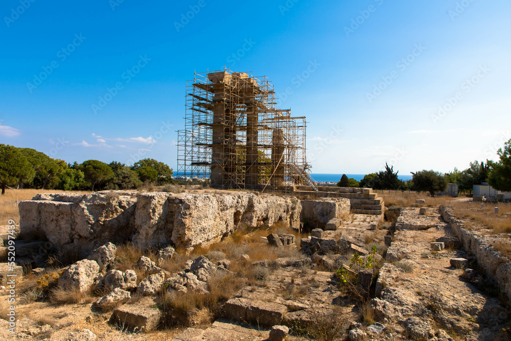Monte Smith Acropolis of Rhodes. Part of the three-and-a-half column ...