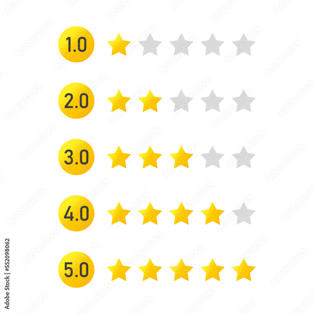 Star rating badges. Five Gold Star Review Rating, rating customer ...