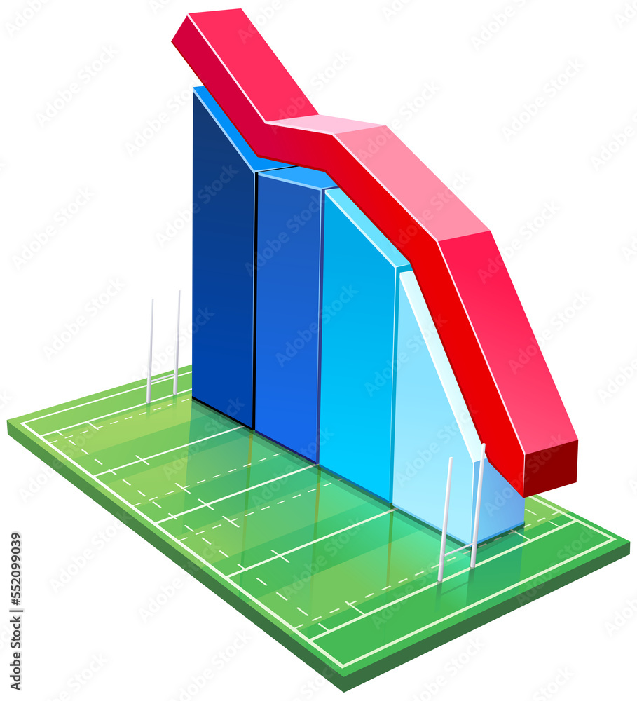 Grass rugby pitch with its white markings and goal posts on which are ...