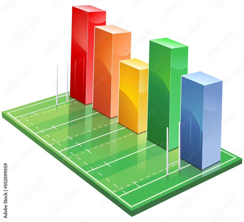 Grass rugby pitch with its white markings and its goal posts on which ...