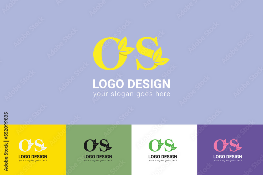 Ecology OS letters logo with green leaf. OS letters eco logo with leaf ...