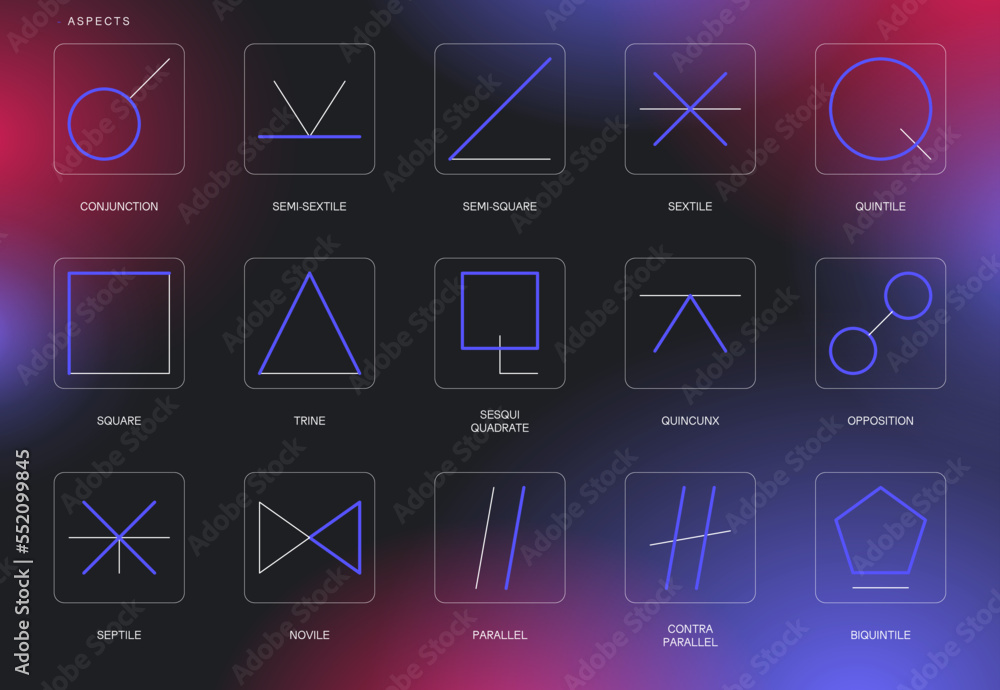 ASPECTS zodiac horoscope thin line label linear design esoteric ...