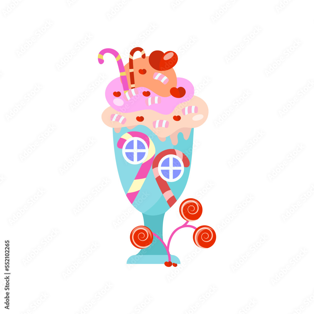 Milkshake house cartoon illustration. Sweet fairy tale milkshake castle ...