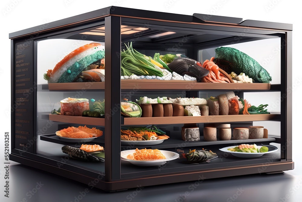 photorealistic Sushi in a sci-fi/knolling case - AI Generated Stock ...