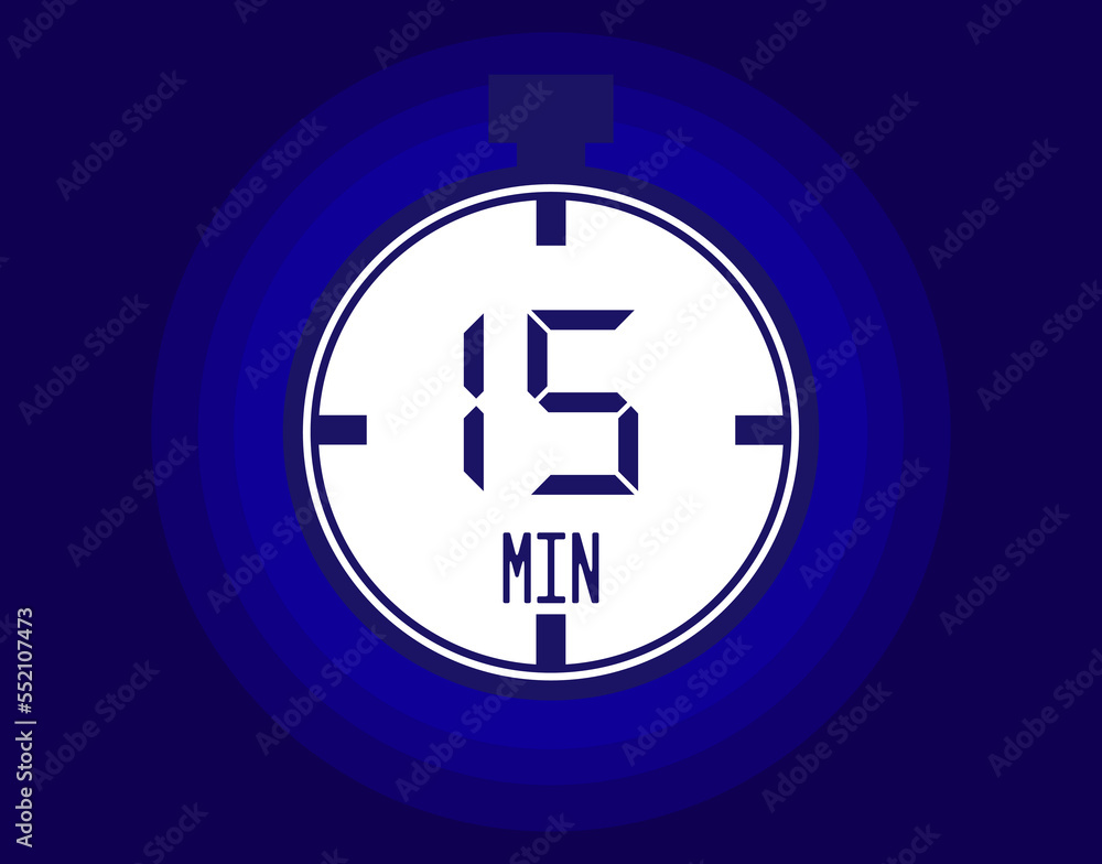 15 minutes stopwatch vector icon. Stopwatch icon in clock style. Timer ...