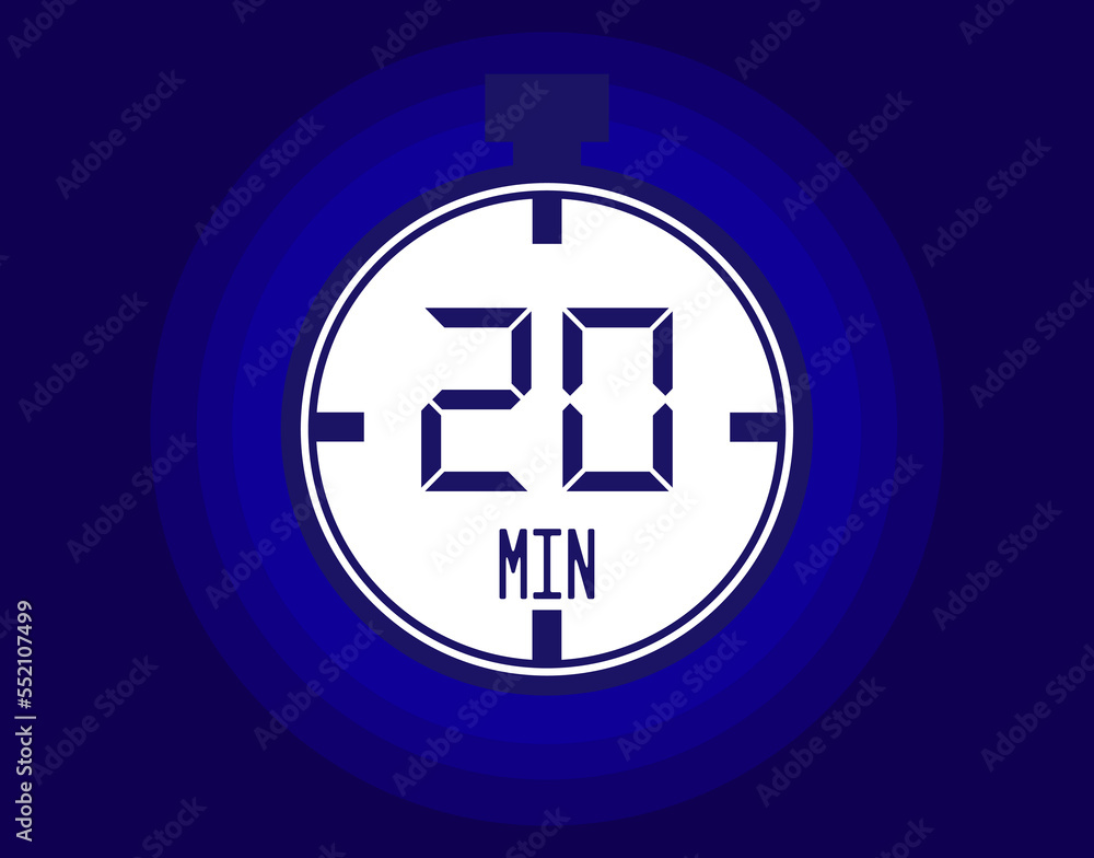 20 minutes stopwatch vector icon. Stopwatch icon in clock style. Timer ...