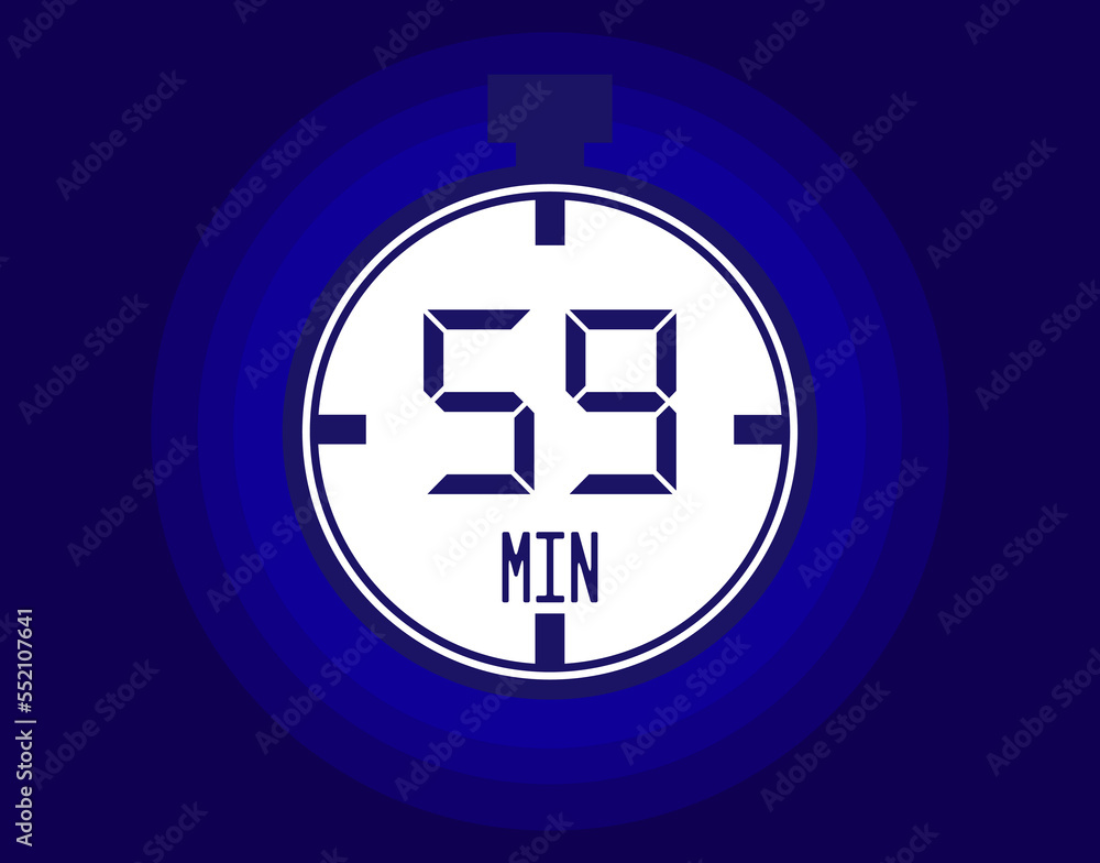 59 minutes stopwatch vector icon. Stopwatch icon in clock style. Timer ...