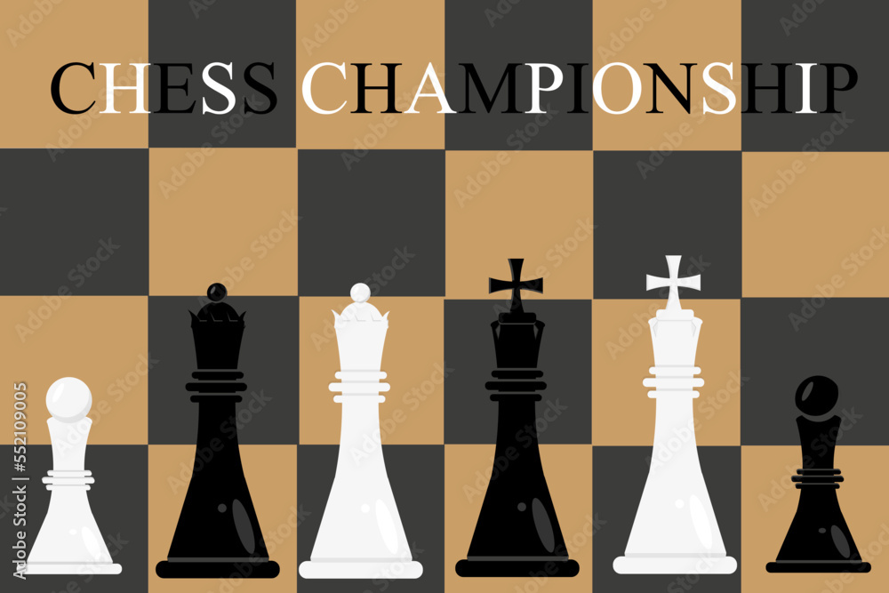 Banner with chessboard, pieces and inscription chess championship ...