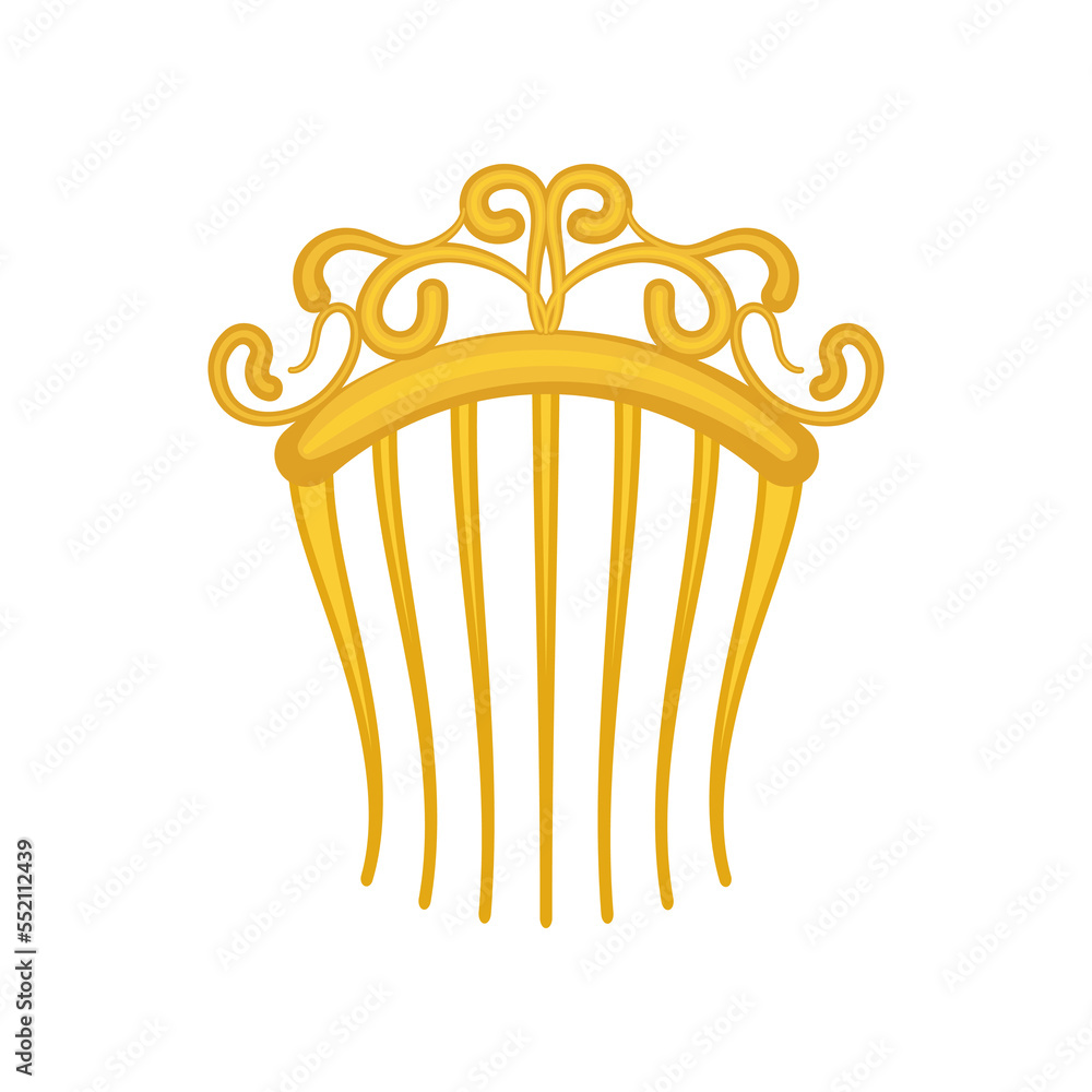 Vintage gold comb vector illustration. Cartoon drawing of antique or ...