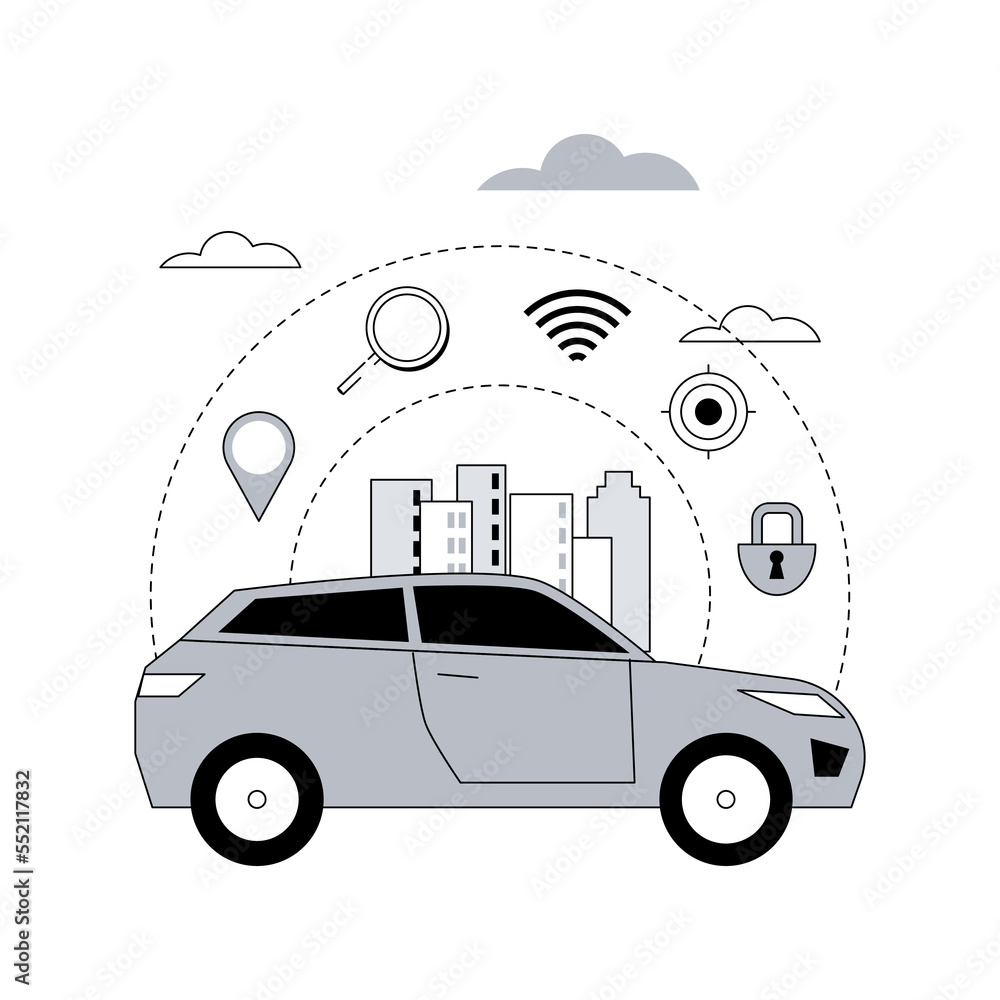 Autonomous car abstract concept vector illustration. Self-driving car ...