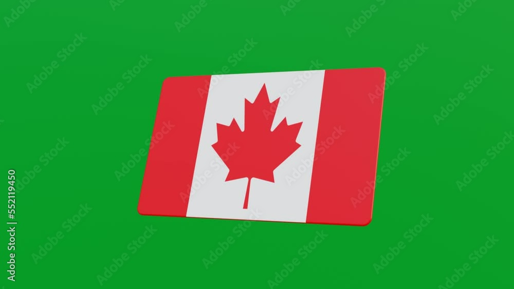 Canada Flag card animation on green screen, Spinning 3D Canada Flag ...
