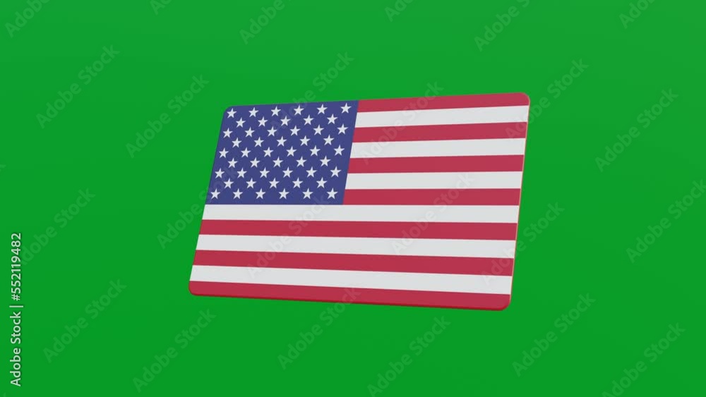 United States Flag card animation on green screen, Spinning 3D United ...