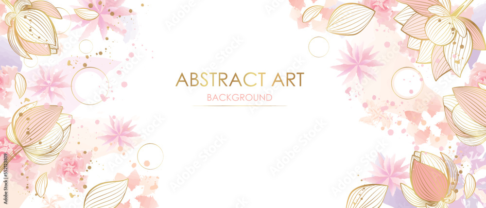 Vector poster with pink watercolor flowers Abstract background. Stock ...