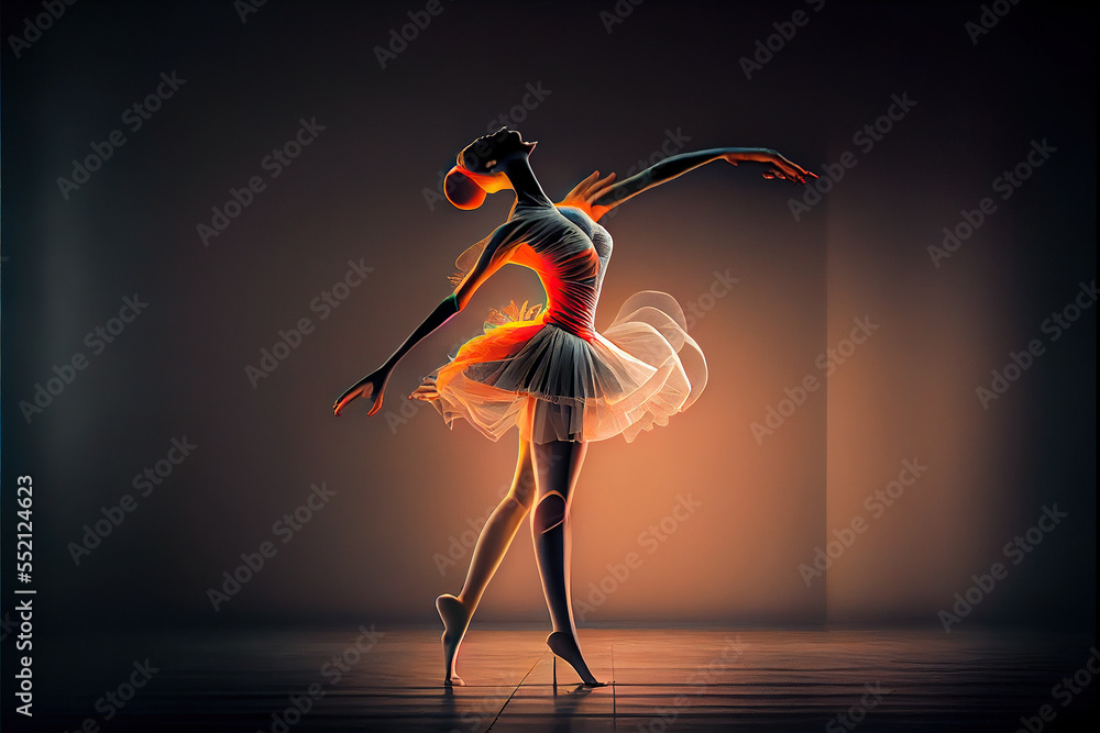 full body beautiful ballet dancing on stage dancer poses from behind ...