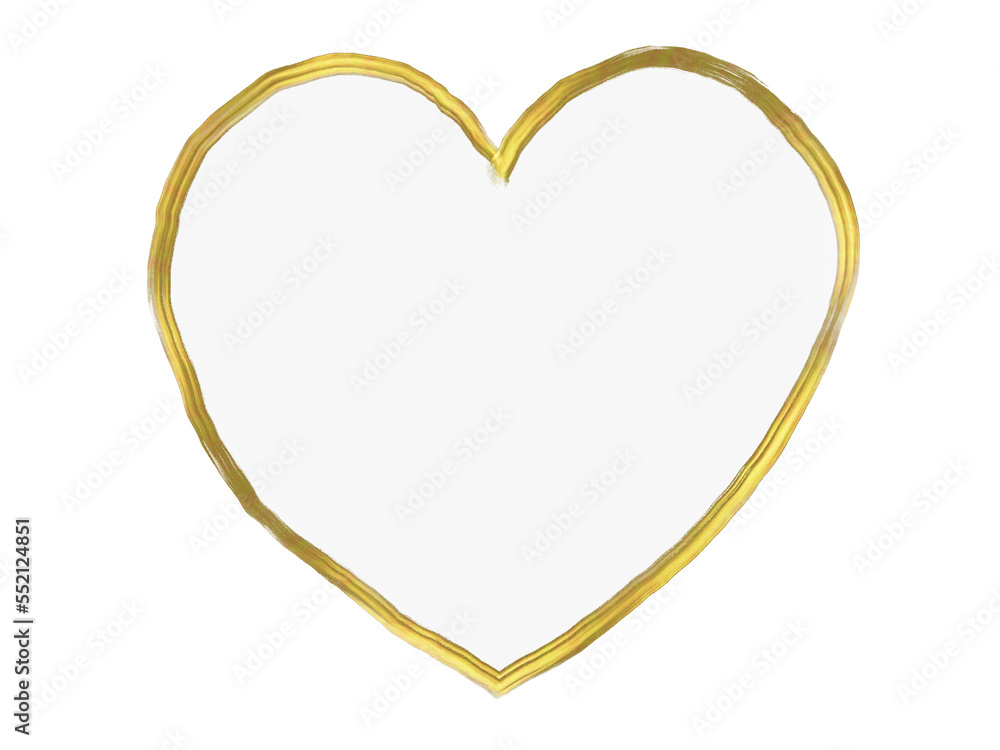 Heart gold frame isolated object with transparent background ...